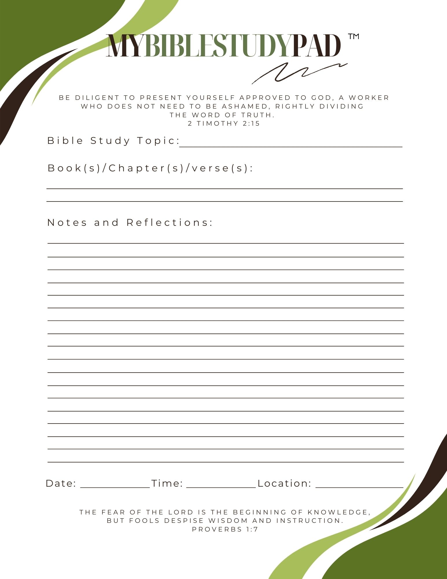My Bible Study Pad – "Spiritual Composition At It's Best"